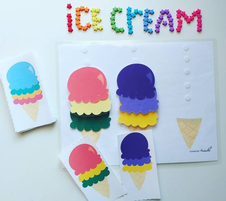 Ice cream color matching game Printable busy book Color | Etsy
