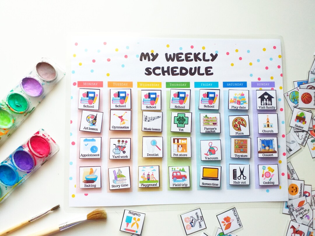 Kids Weekly Planner, Weekly Kids Calendar, Visual Schedule for Toddlers ...