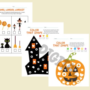 Halloween Worksheets for Kindergarten and First Grade Kids, Halloween ...