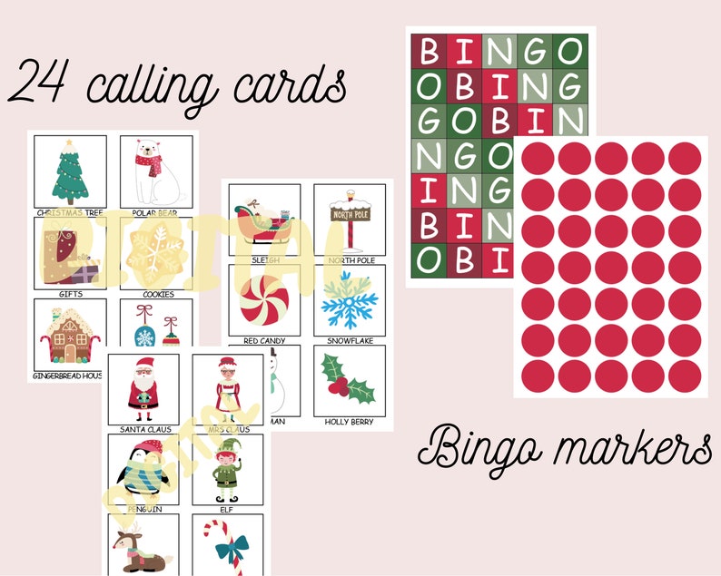 Christmas Bingo Cards for Kids Christmas Bingo Game for | Etsy
