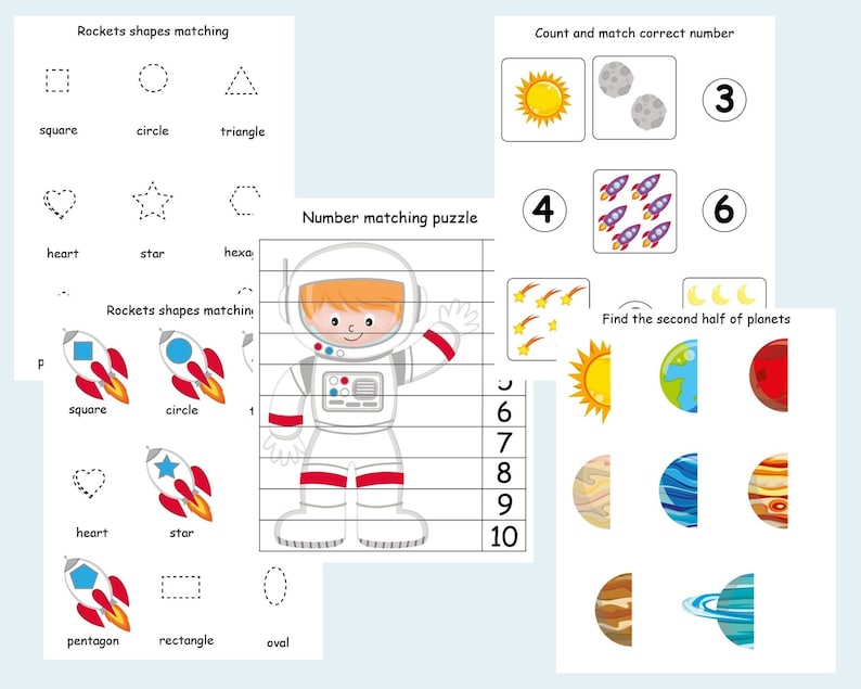 Space Busy Book, Solar System Cut and Glue Activity Book, Printable ...