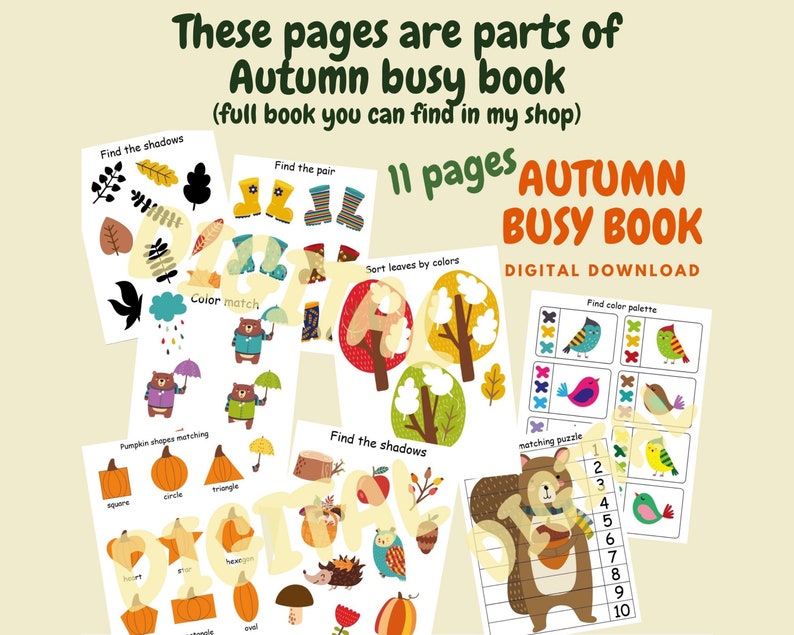 Pumpkin Busy Book Page, Fall Busy Binder for Toddlers, Halloween ...