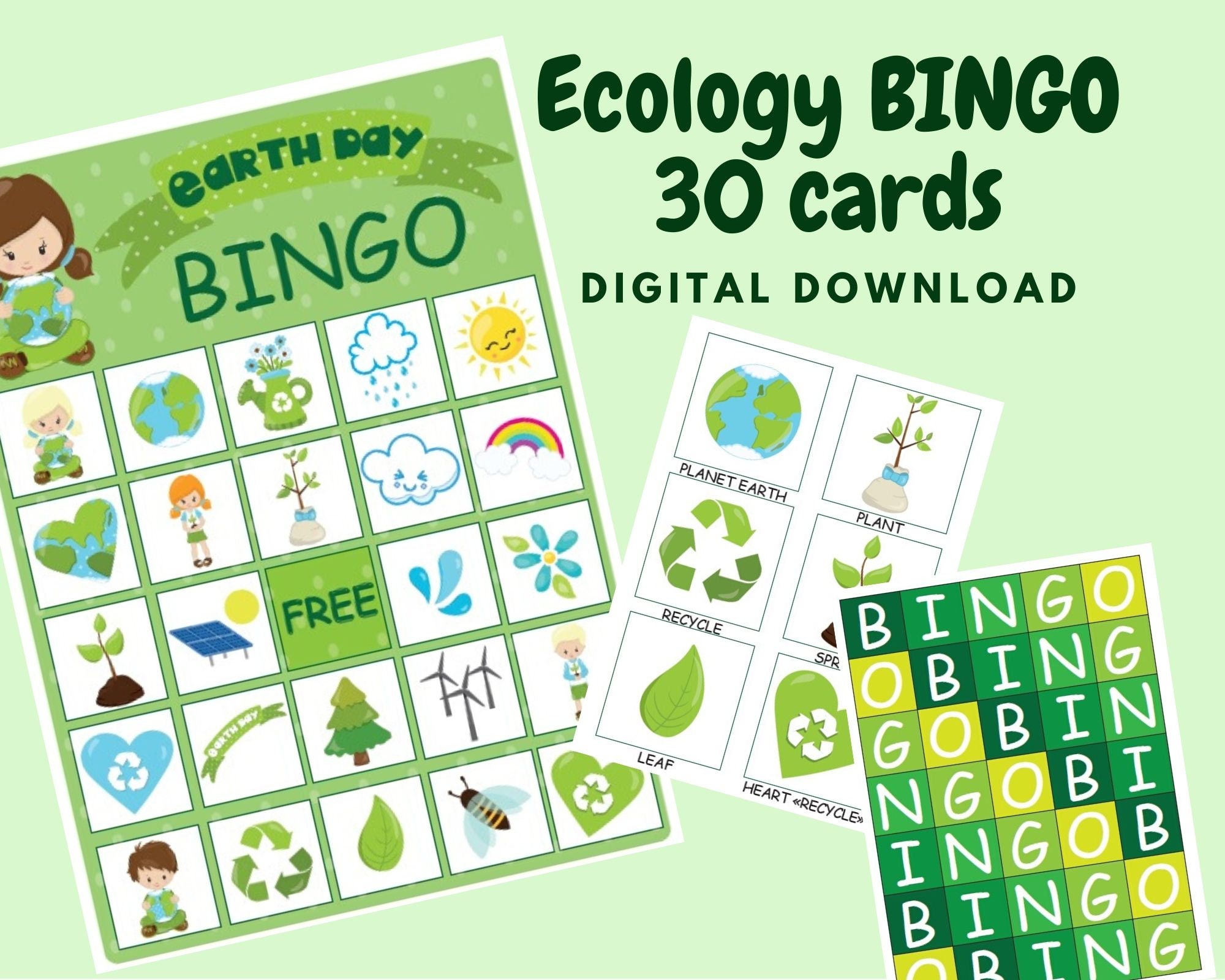 Earth Day BINGO Game Ecology Bingo Cards Eco Printable Game - Etsy