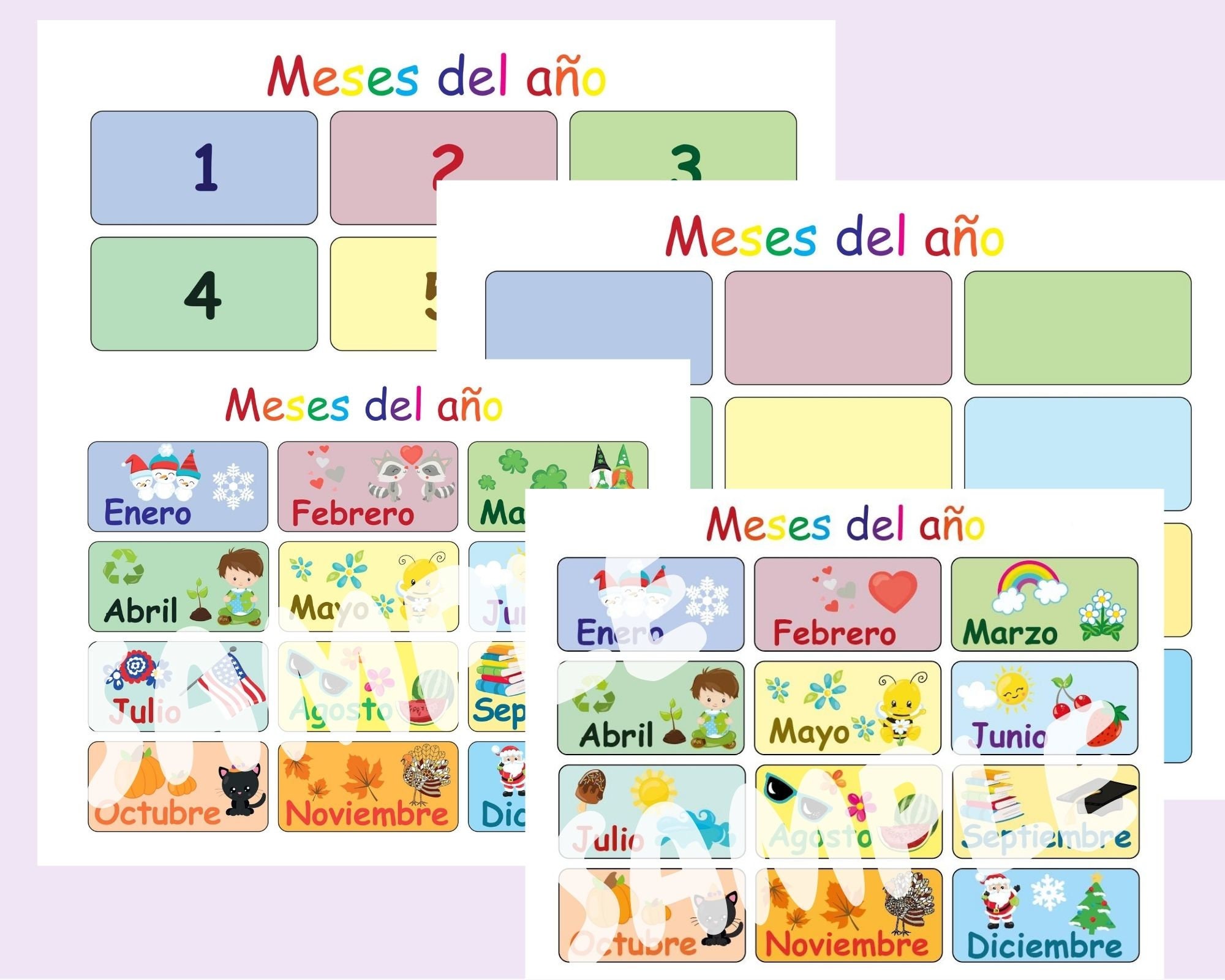 SPANISH kids calendar and weather chart Daily calendar for | Etsy