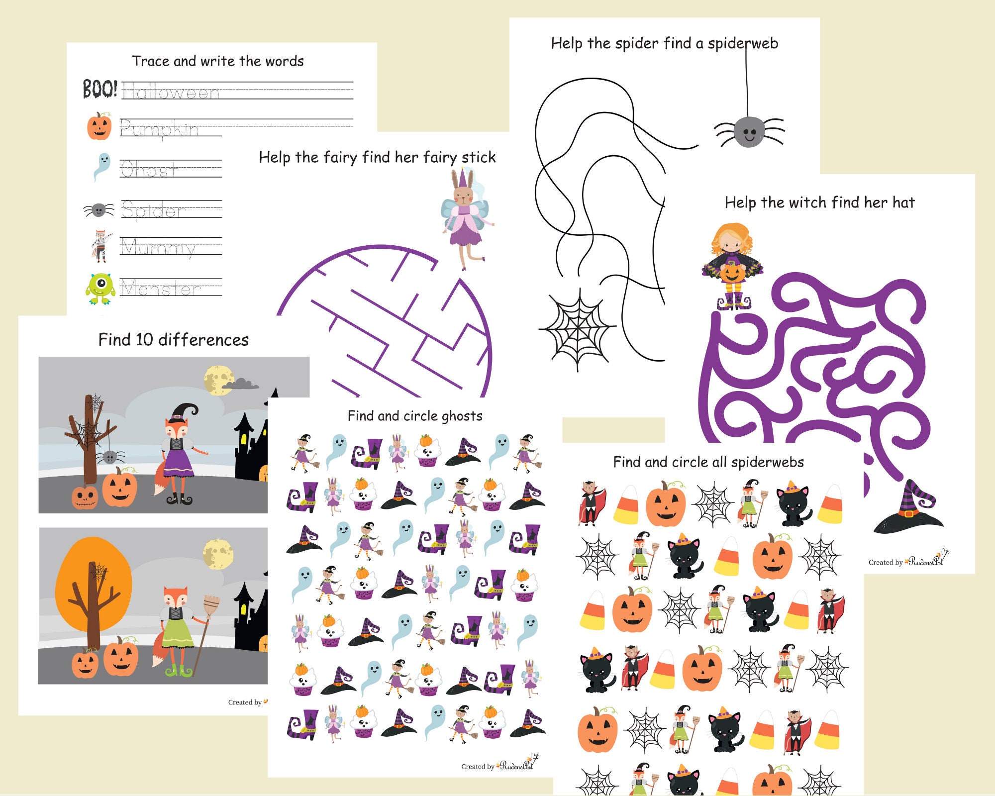 Halloween Worksheets Bundle for Kids, Halloween Busy Book for ...