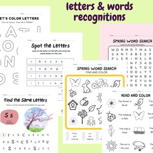 Spring Worksheets for Kids, Literacy and Math Learning Binder for Grade ...