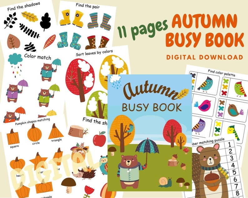 Fall Busy Book for Toddlers Autumn Printable Quiet Book - Etsy