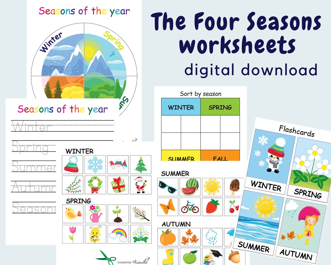 Seasons Worksheets for Preschool and Kindergarten, Four Seasons Circle ...