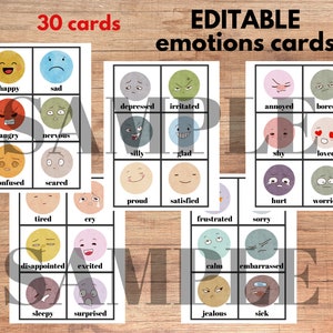 Editable Emotion Cards, Emotion Face Flashcards, Feelings Flash Cards ...