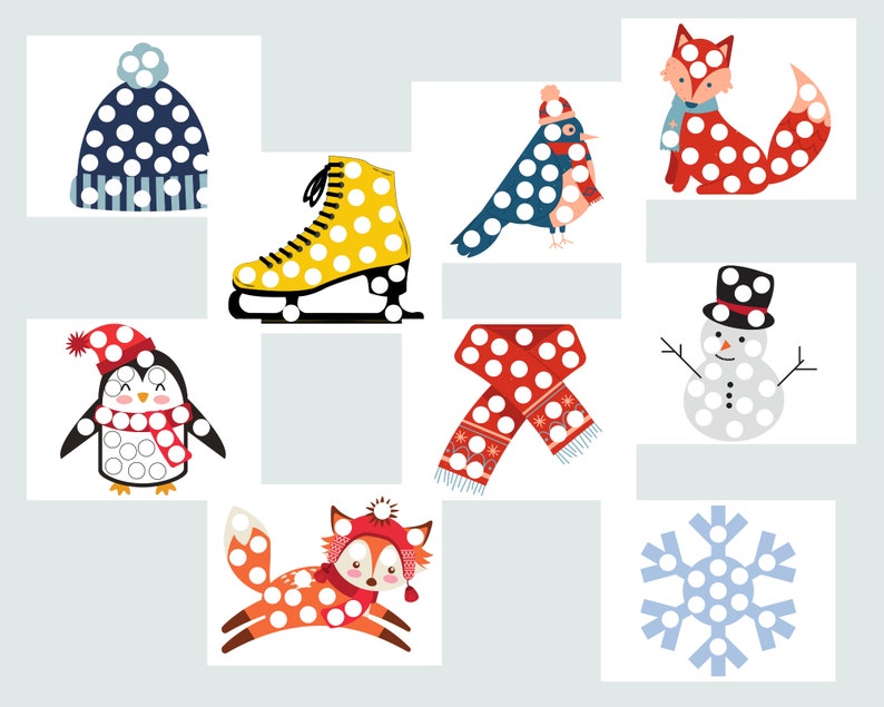 Winter Play Dough Mats Winter Do a Dot Worksheets for Kids - Etsy