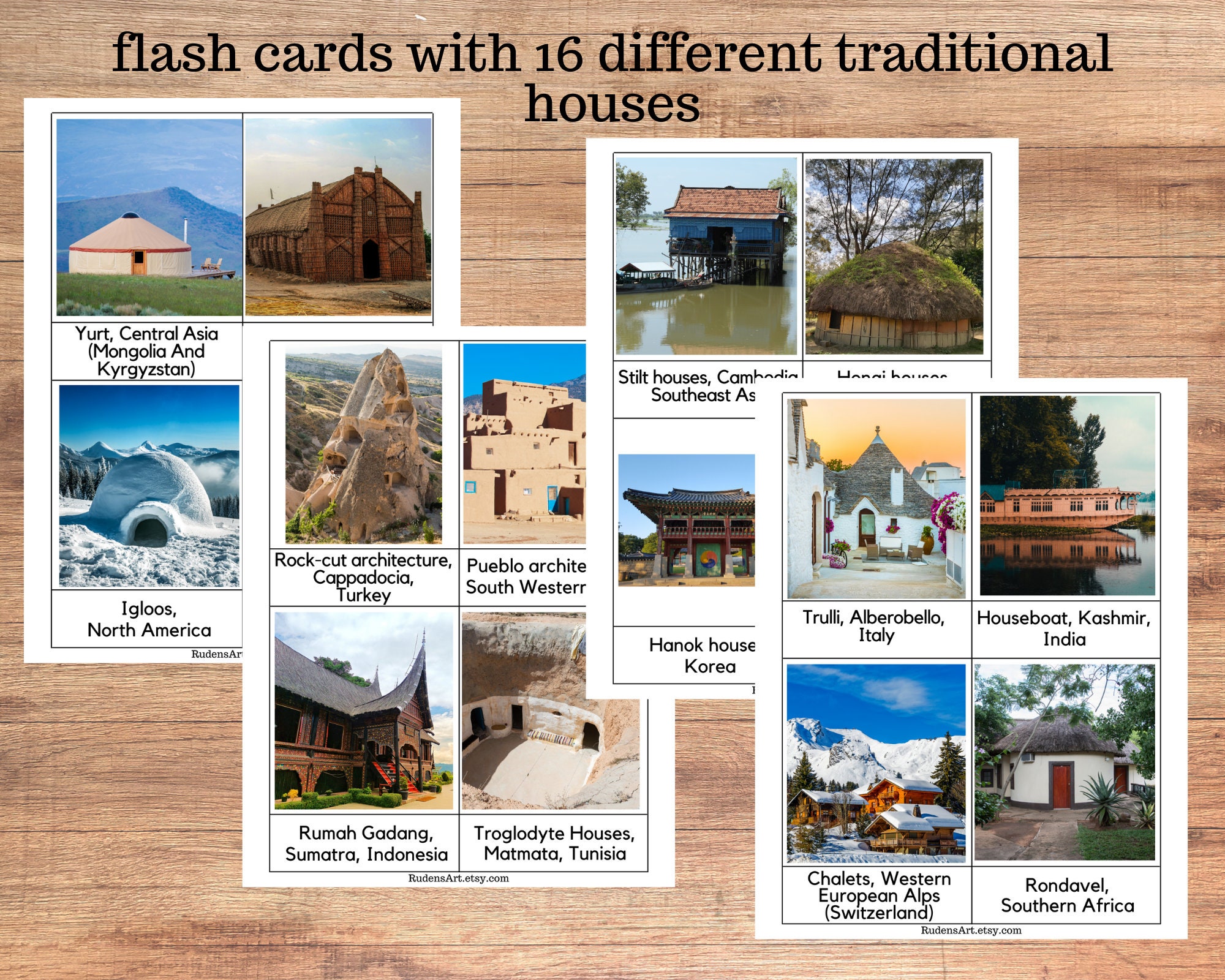 Traditional Houses Around the World Unit Study - Three-part Cards ...