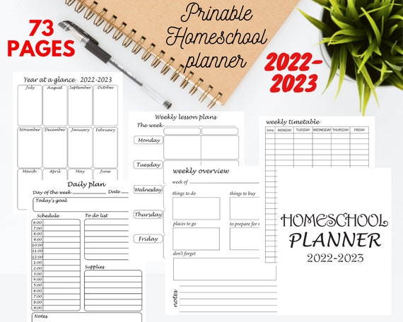Homeschool Planner Printable 2022-2023 Homeschool Schedule - Etsy