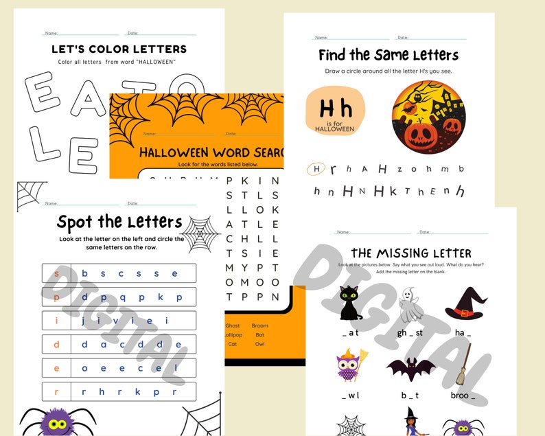 Halloween Worksheets for Kindergarten and First Grade Kids - Etsy