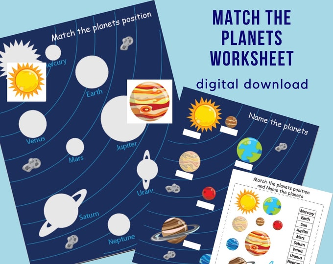 Match the Planets Worksheet, Solar System Matching Game, Educational ...