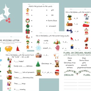 Christmas Preschool Worksheets for Kids, Winter Busy Book, Kindergarten ...