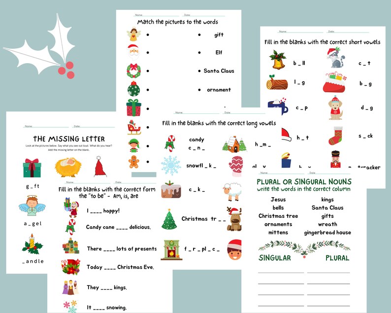 Christmas Preschool Worksheets for Kids Winter Busy Book - Etsy