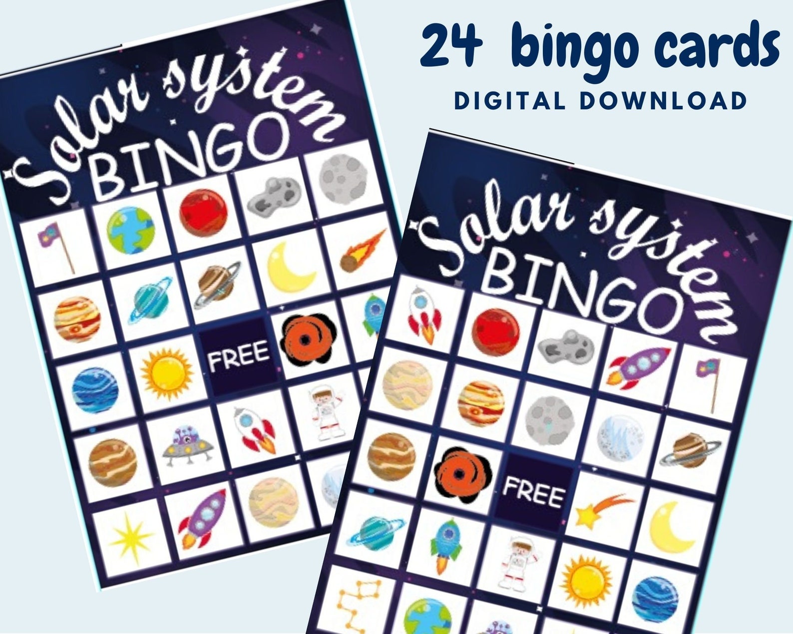 Solar System BINGO Game 24 Space Bingo Cards Planets - Etsy