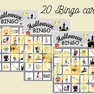 Halloween Bingo Cards for Kids, Halloween Bingo Game for Toddlers ...