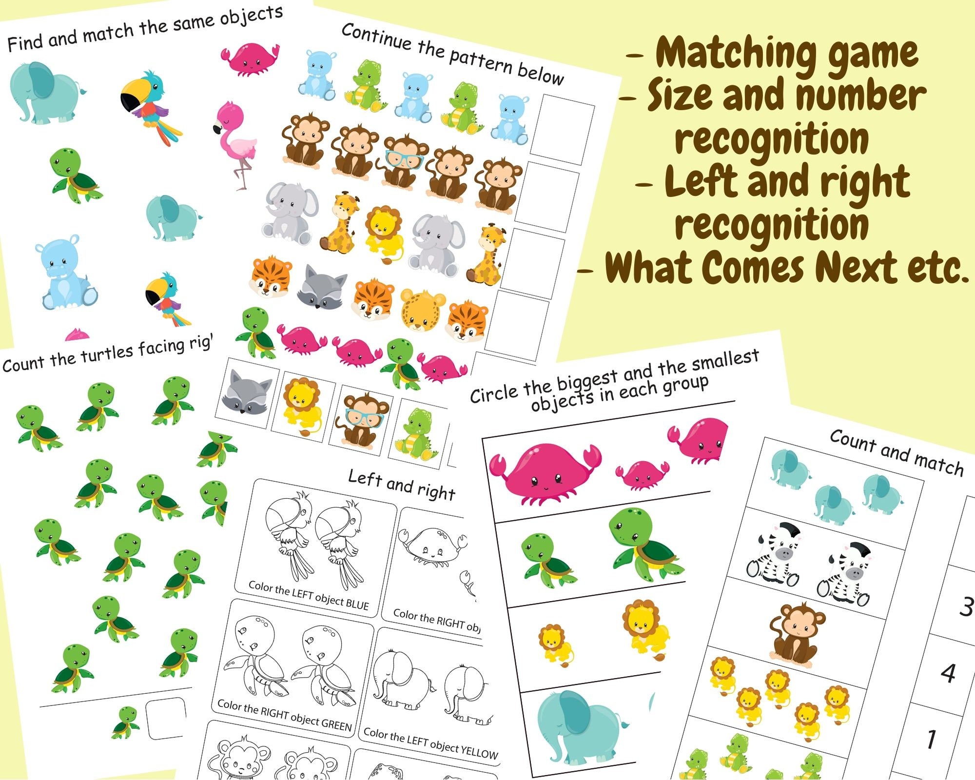 Safari Animals Worksheets Bundle Preschool Printables - Etsy Canada