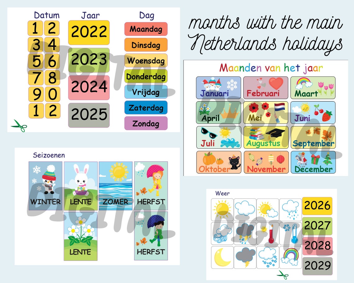 Dutch Daily Calendar and Weather Chart for Kids 2023 - Etsy