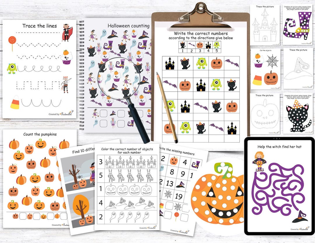 Halloween Worksheets Bundle for Kids, Halloween Busy Book for ...
