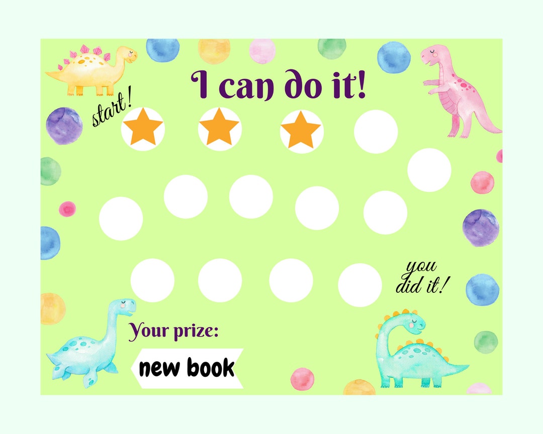 Dinosaur Reward Chart, Toddler Chore Chart With Dinosaurs, Behavior ...