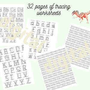 ABC Tracing Worksheets With Dinosaurs, Dino Alphabet Preschool ...