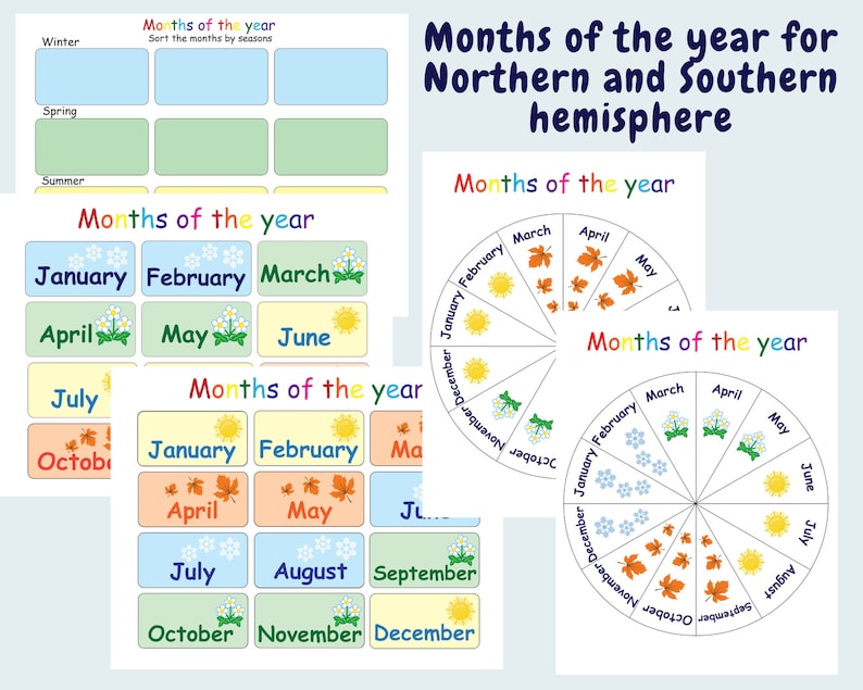 Months of the Year Worksheets for Kids Circle Time Wheel and | Etsy