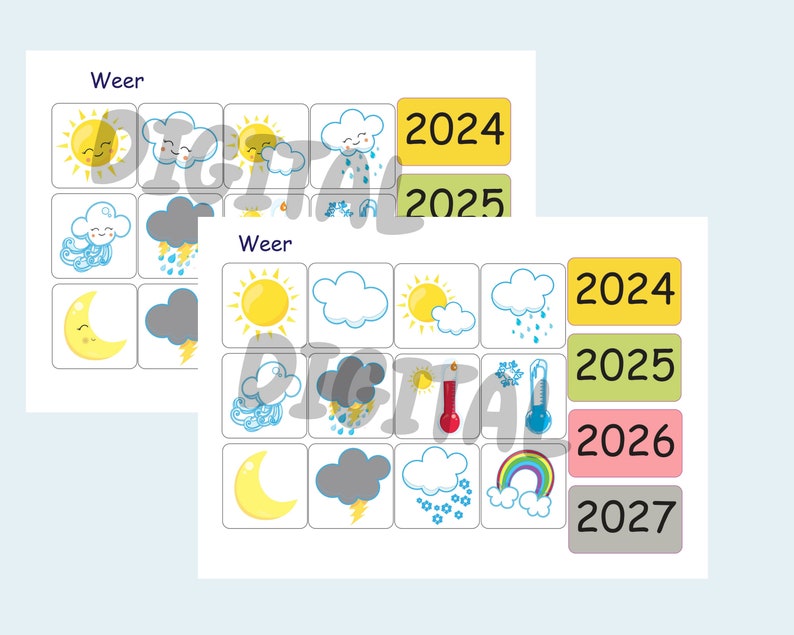 Dutch Daily Calendar and Weather Chart for Kids | Etsy