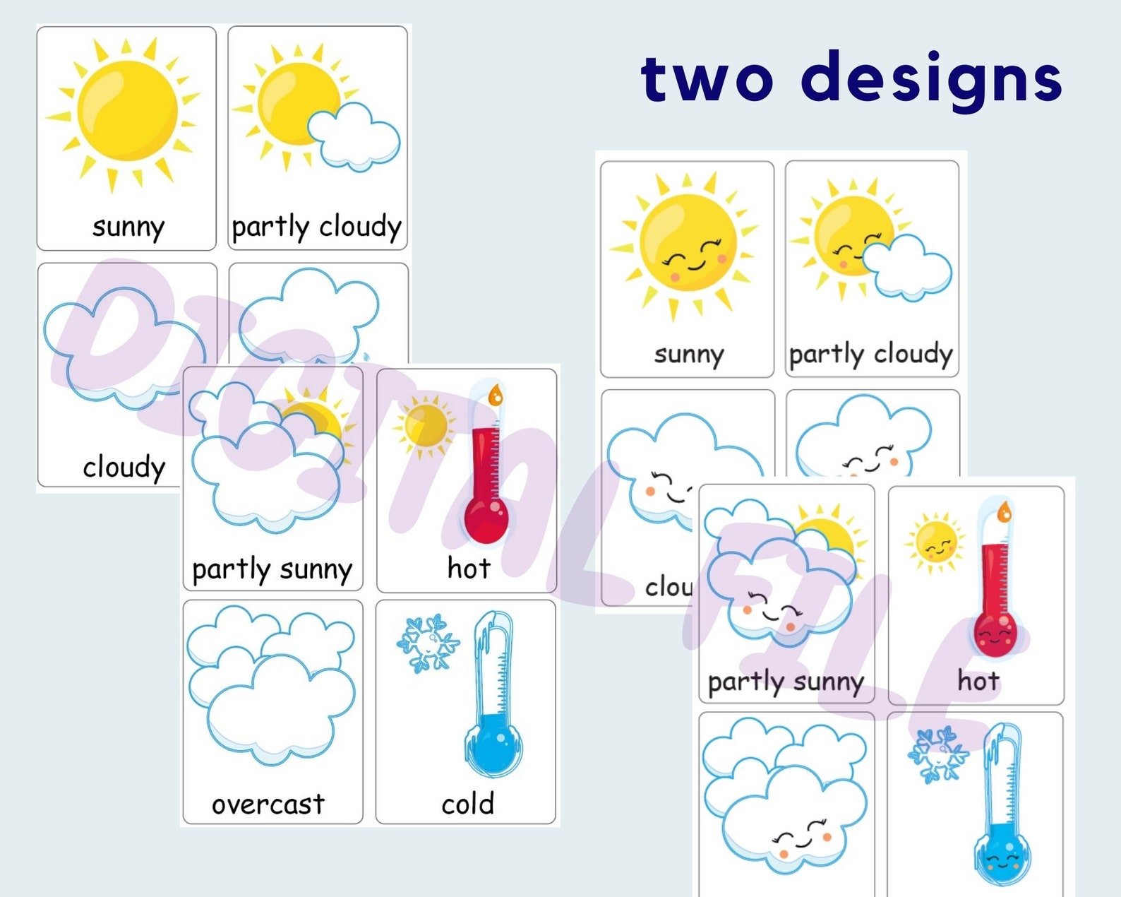 Weather Flashcards, Montessori Three-part Cards, Vocabulary Flash Cards ...
