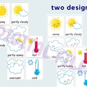 Weather Flashcards, Montessori Three-part Cards, Vocabulary Flash Cards ...