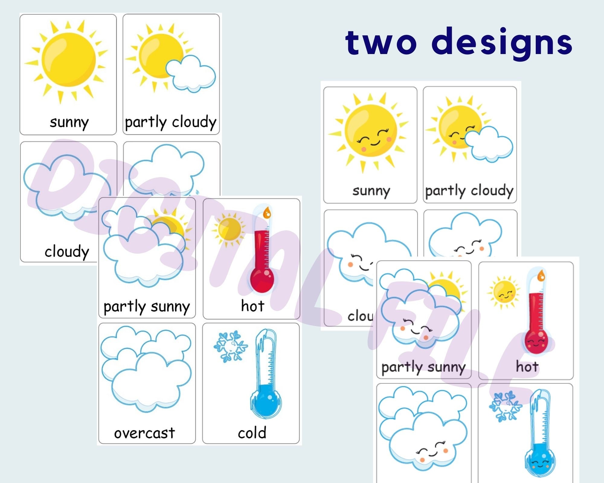 Weather Flashcards, Montessori Three-part Cards, Vocabulary Flash Cards ...