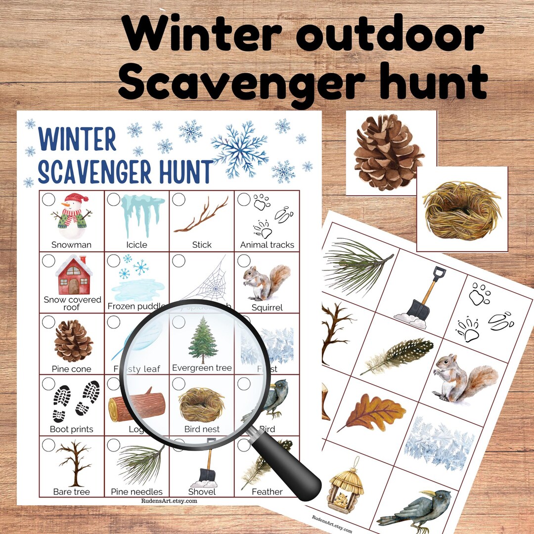 Winter Scavenger Hunt Printable, Outdoor Indoor Scavenger Hunt for Kids ...