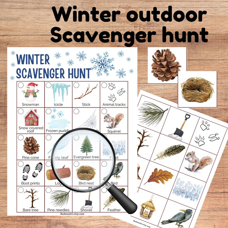 Winter Scavenger Hunt Printable, Outdoor Indoor Scavenger Hunt for Kids ...