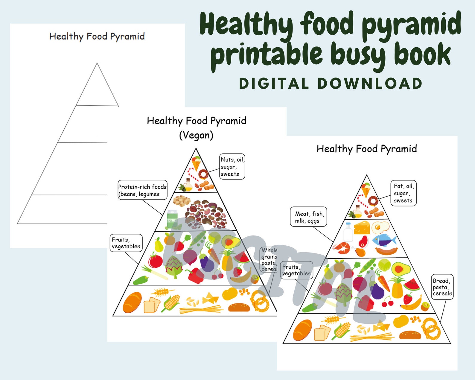 Food Pyramid for Kids, Food Busy Book for Kindergarten and Toddler Kids ...