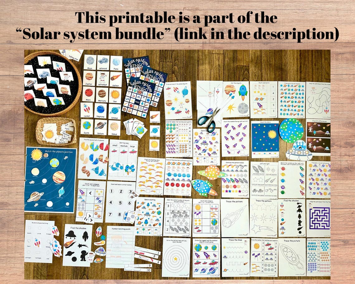 Match the Planets Worksheet, Solar System Printable Busy Book Page ...