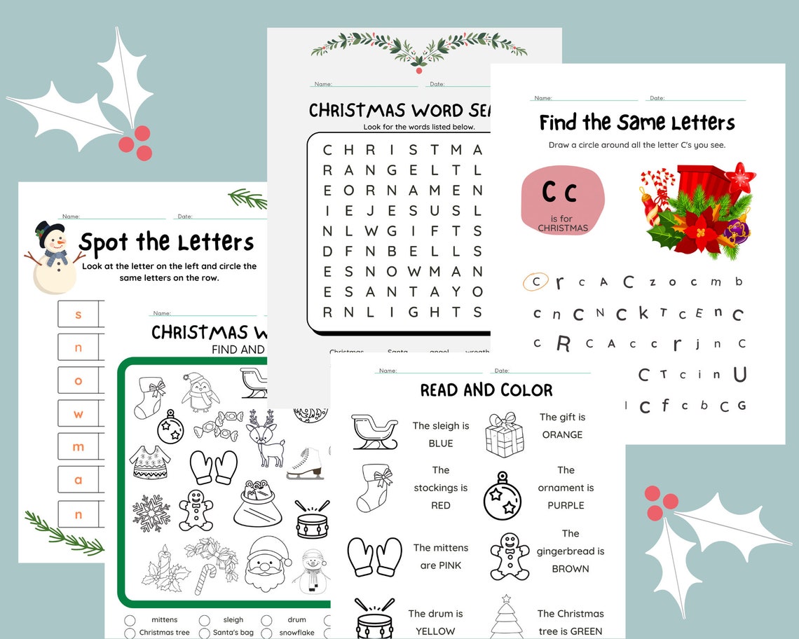 Christmas Preschool Worksheets for Kids Winter Busy Book | Etsy