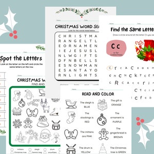 Christmas Preschool Worksheets for Kids, Winter Busy Book, Kindergarten ...