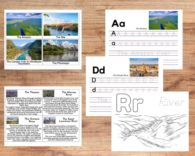 Most Famous Rivers in the World Three-part Cards Rivers - Etsy