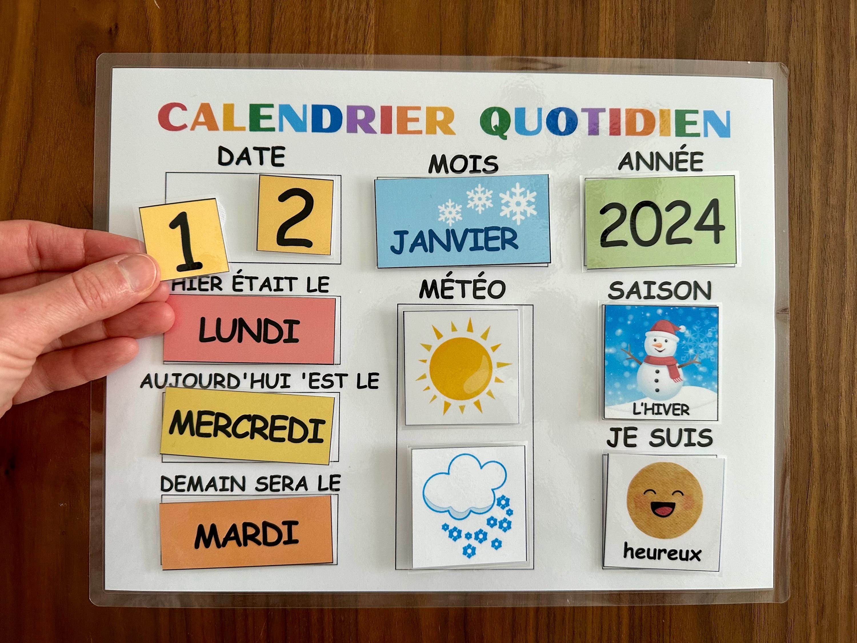 French Kids Calendar With Weather and Emotion Chart, Morning Board ...