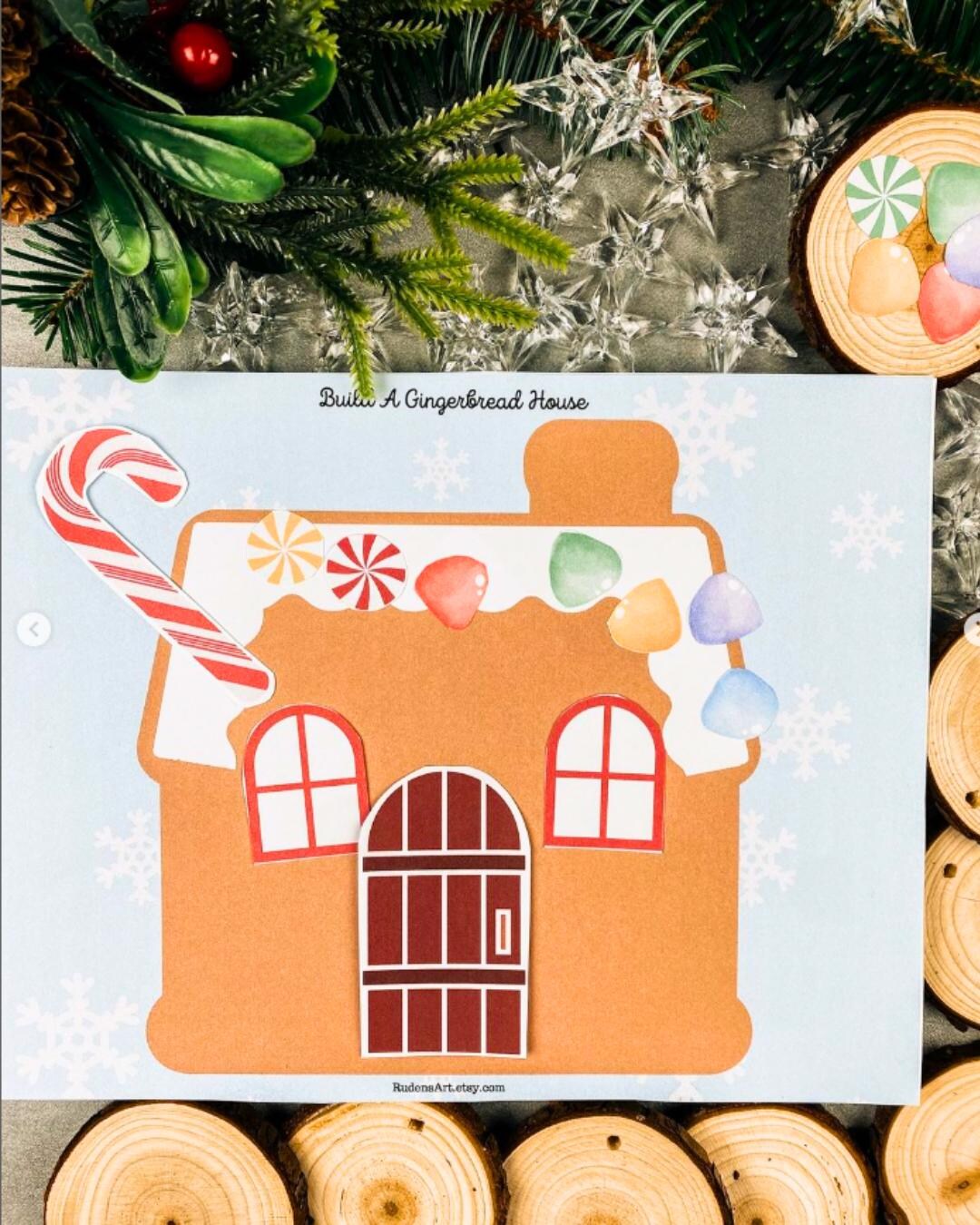 Build a Gingerbread House, Cut and Glue Activity, Winter Activities for ...