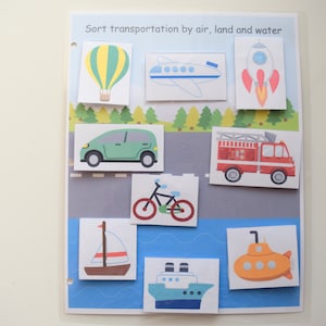 Transportation Sort Worksheet, Busy Book Preschool Printable Activity ...