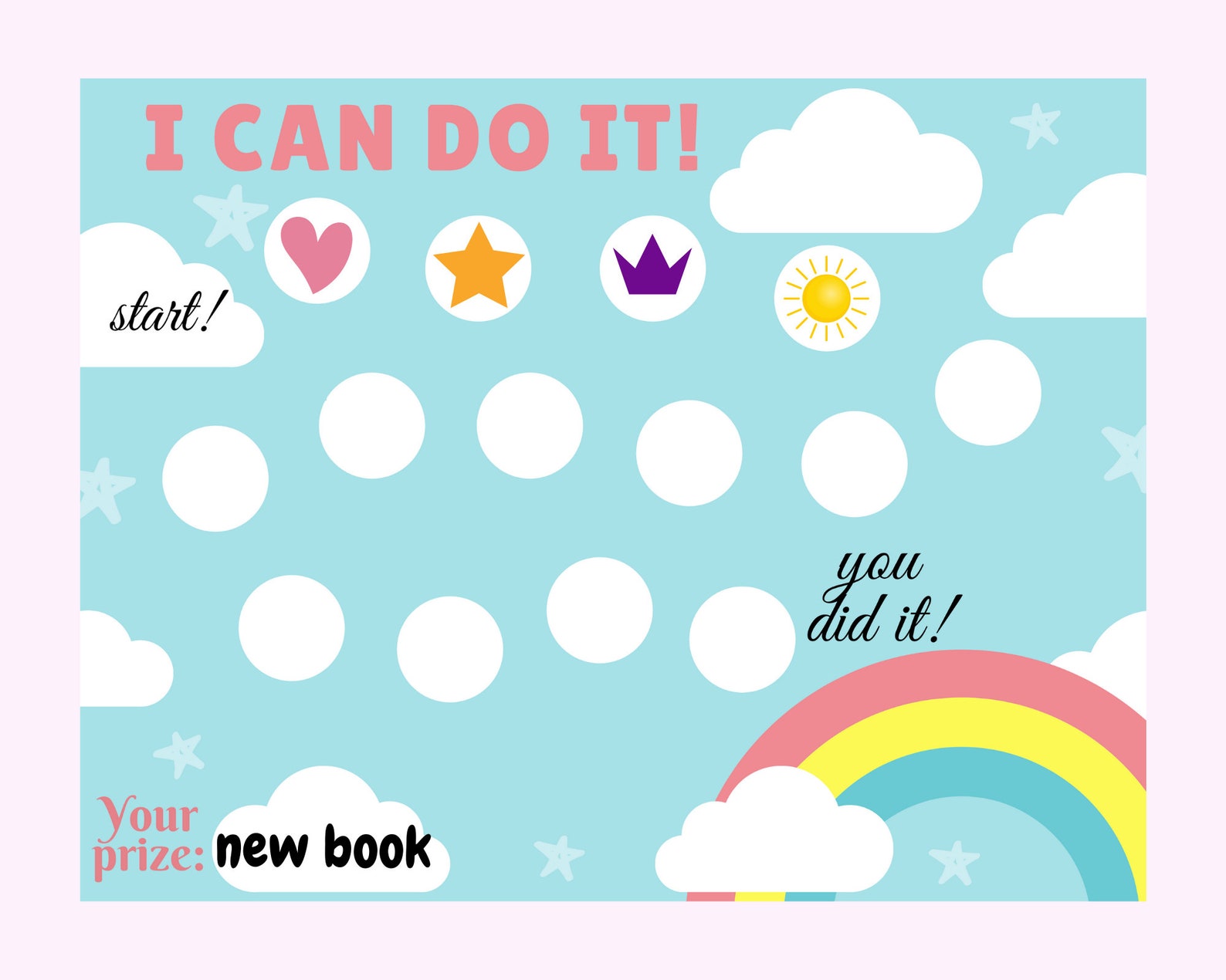 Rainbow Chore Chart for Kids, Reward Chart for Kids, Behavior Chart ...