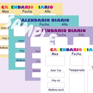 SPANISH Kids Calendar and Weather Chart, Daily Calendar for Kids ...