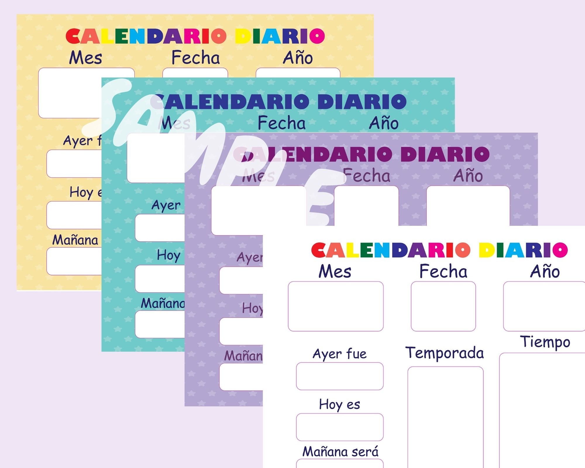 SPANISH kids calendar and weather chart Daily calendar for | Etsy