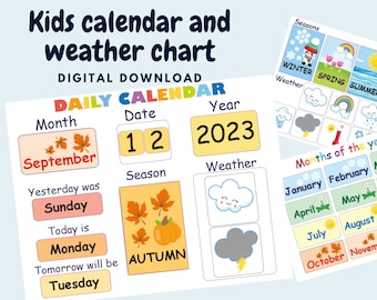 Childrens Calendar Weather Chart Morning Board - Etsy