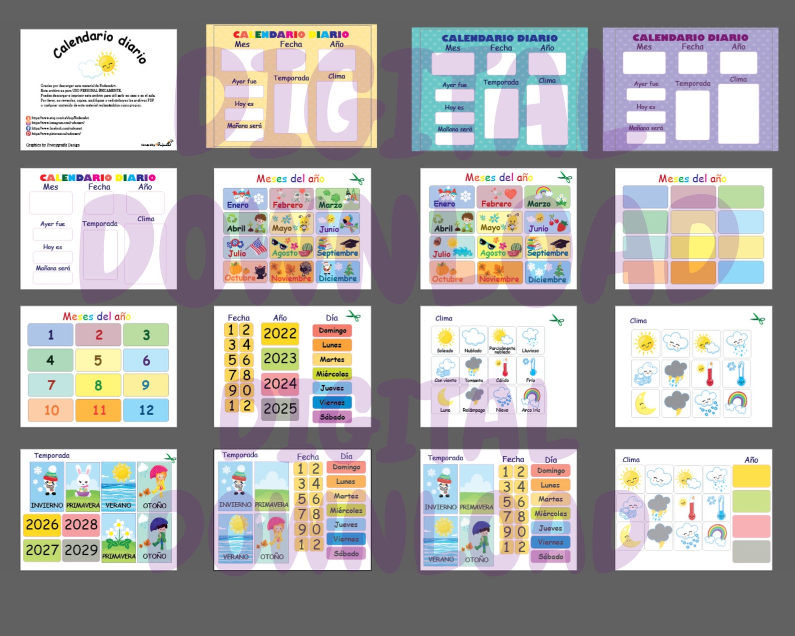 SPANISH Kids Calendar and Weather Chart Daily Calendar for - Etsy