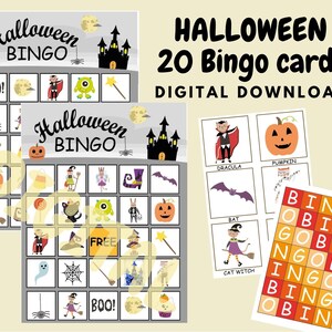 Halloween Bingo Cards for Kids, Halloween Bingo Game for Toddlers ...