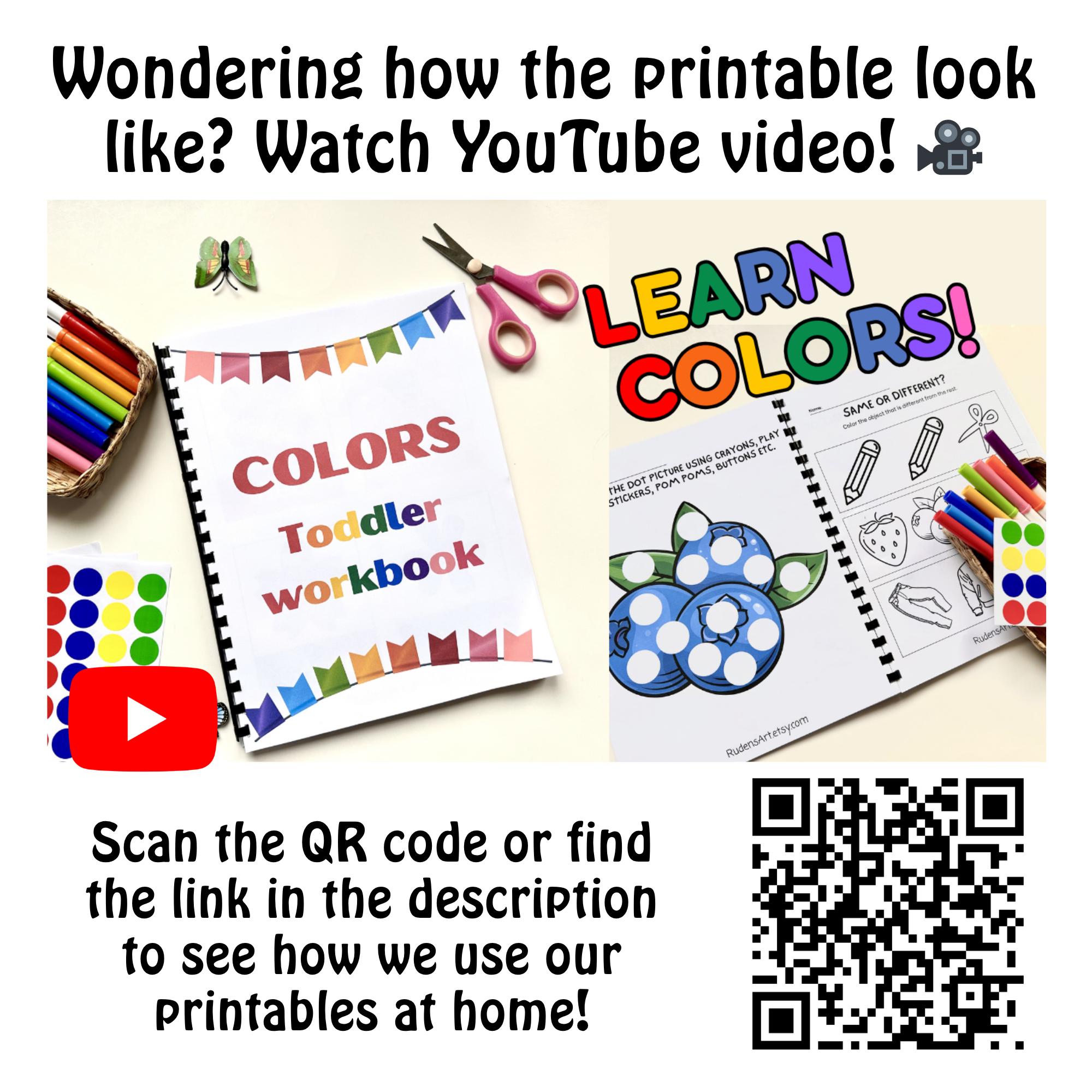 Toddler Activity Workbook for Learning Colors, Toddler Curriculum, Kids ...