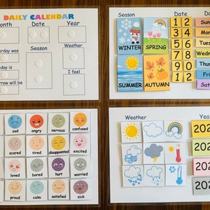 Kids Calendar With Weather and Emotion Chart as a Montessori Materials ...